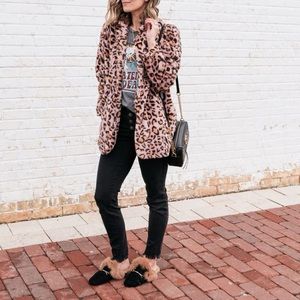 Jackets & Coats | Pink Leopard Women Oversized Fit Animal Print Long ...